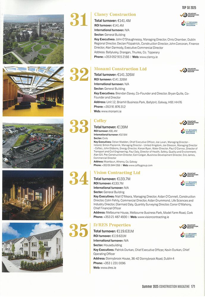 2- Coffey recognised in Construction Magazine’s annual list of the Top ...